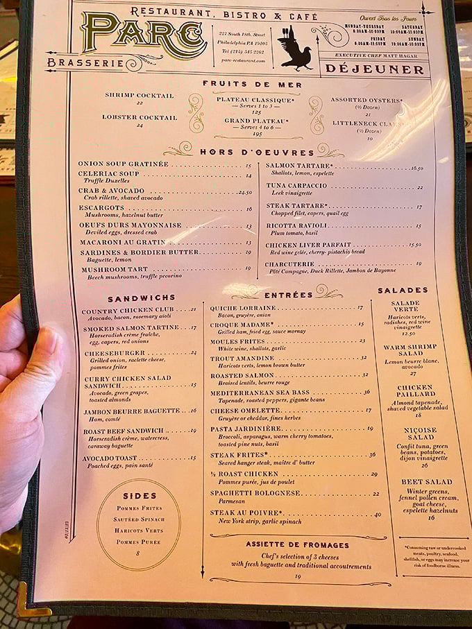The menu reads like a love letter to French cuisine—each dish a carefully crafted chapter in a story that begins with "once upon a time in Lyon..."