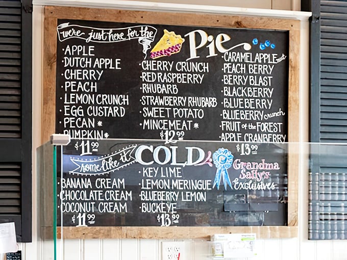 The chalkboard of dreams – where pie fantasies become reality. Just try reading this menu without audibly gasping at least once.