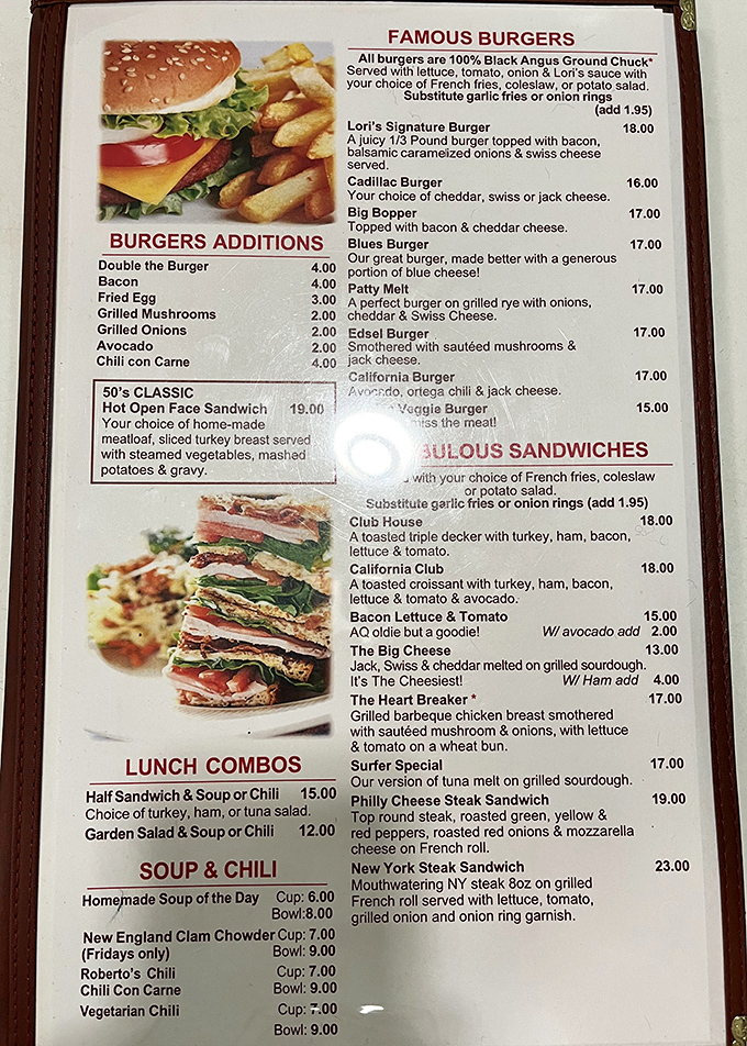 The menu reads like a love letter to American comfort food—each item promising the kind of satisfaction that modern small plates can only dream about.