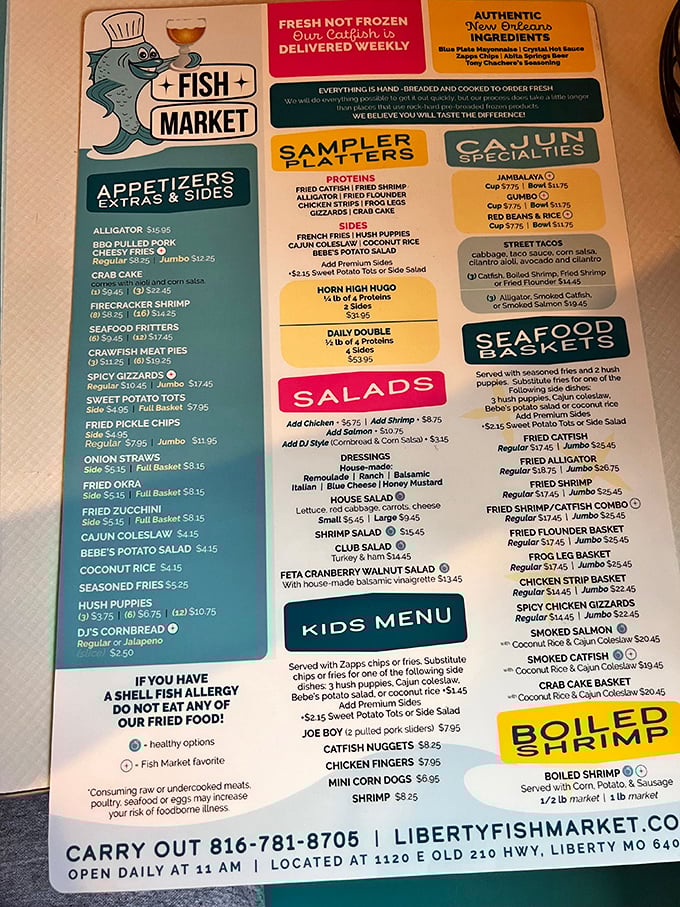 A menu that reads like a love letter to Cajun cuisine – from alligator bites to jambalaya, it's a Gulf Coast vacation without leaving Missouri.