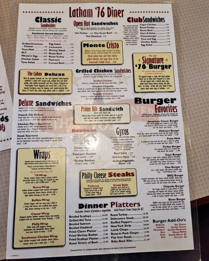 This menu isn't just extensive—it's a novel of comfort food possibilities. The Monte Cristo alone is worth the trip from anywhere in the tri-state area.