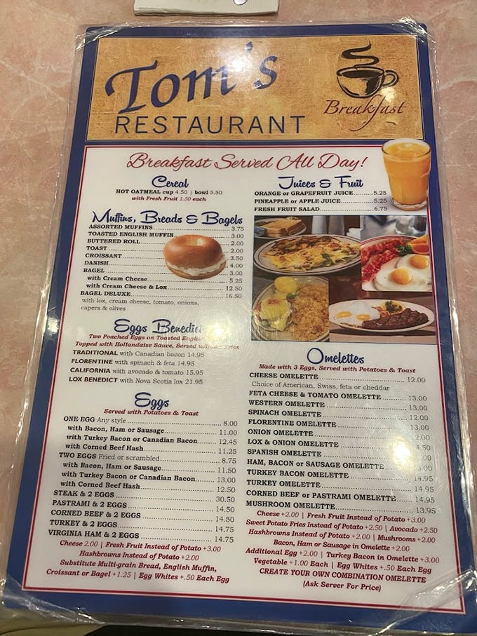 The breakfast menu reads like a love letter to morning indulgence—where "all day" are the two most beautiful words in the English language.