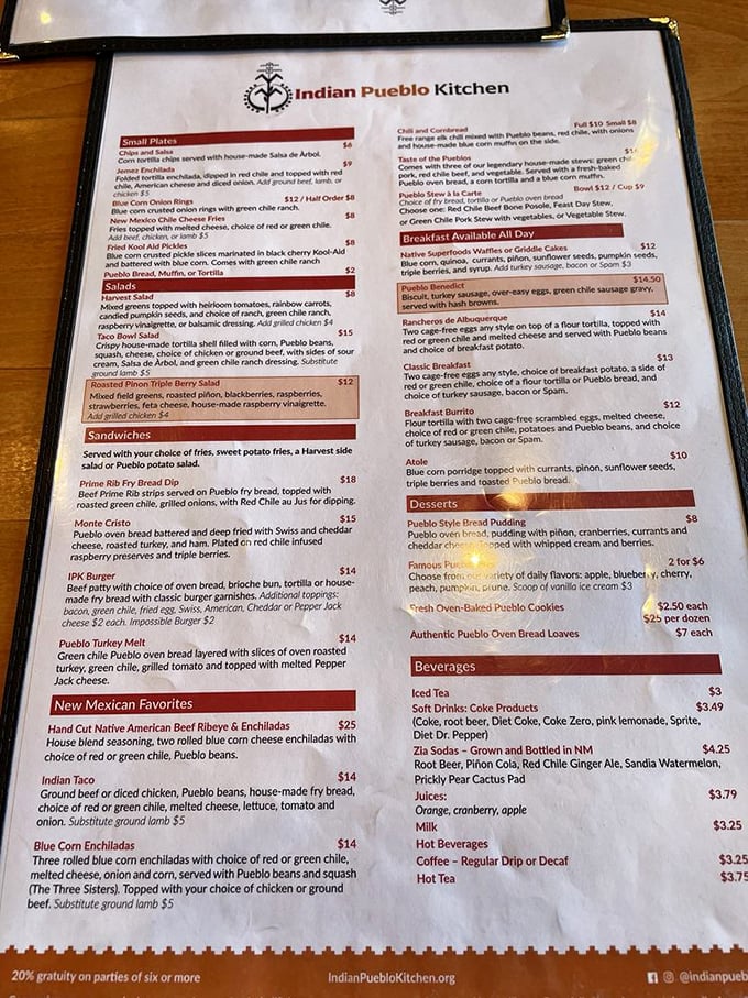 This menu isn't just a list of dishes—it's a cultural passport. Each item tells a story of ingredients that have sustained communities for generations.