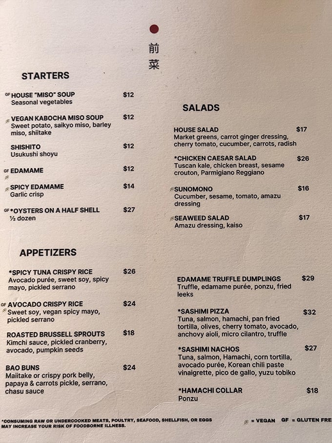 The menu reads like a love letter to Japanese cuisine with California flair—each dish more tempting than the last.