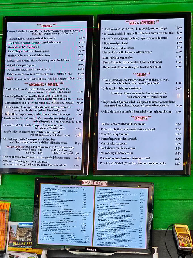 A menu that reads like a love letter to both Southern comfort and Mediterranean flair. Decision paralysis has never been so delicious.