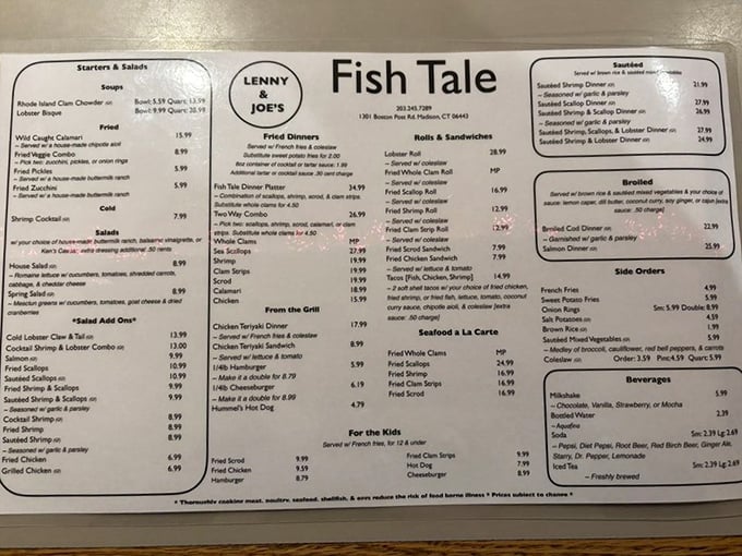 This menu isn't just a list—it's a maritime treasure map where X marks the spot for your next seafood obsession.