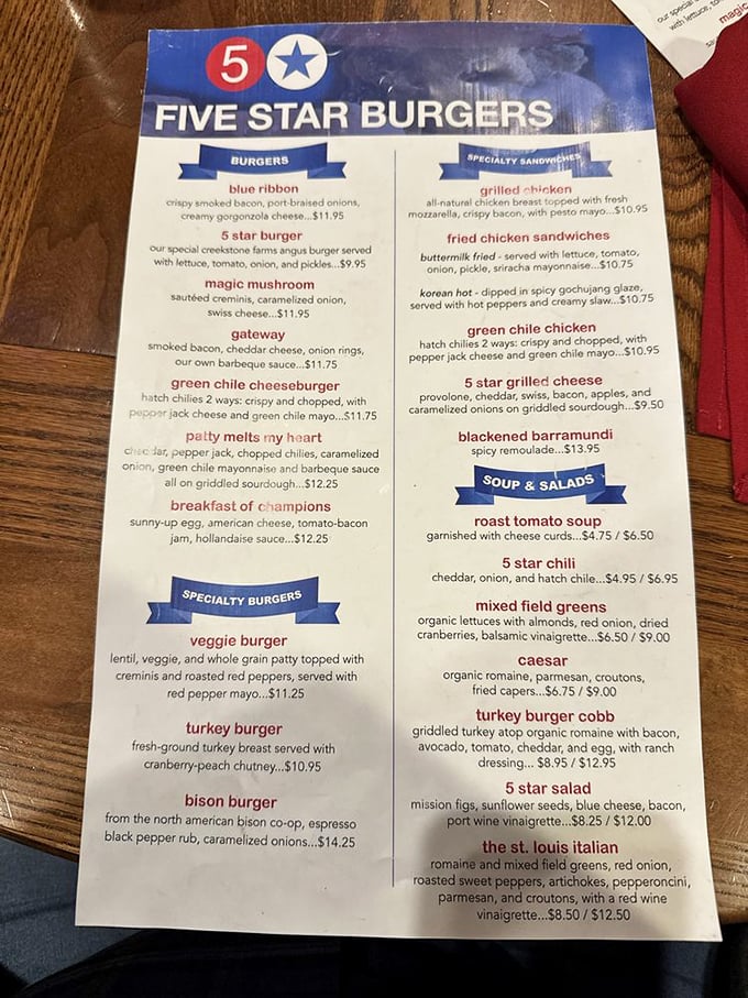 The menu reads like a love letter to burger enthusiasts—each option more tempting than the last, making decision paralysis a delicious dilemma.