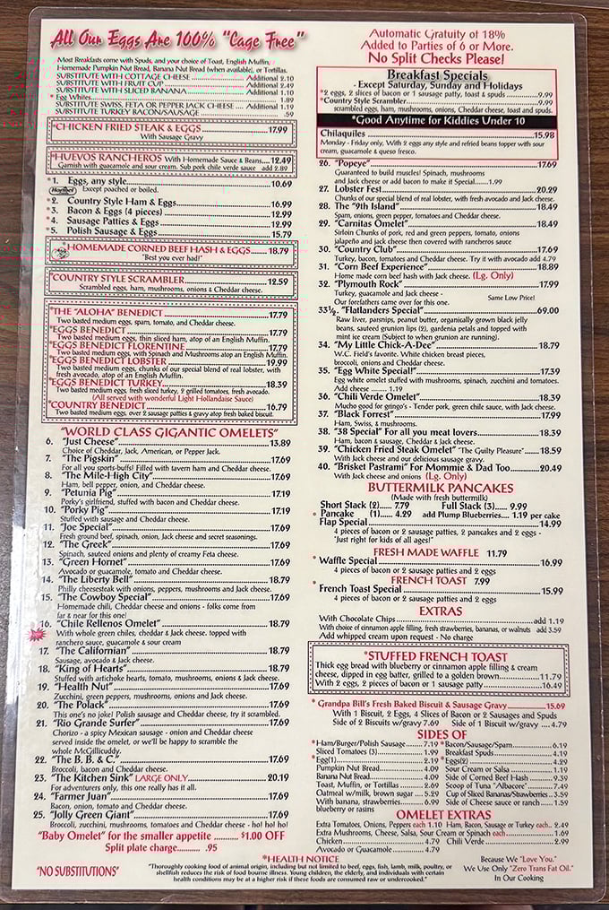 The menu reads like an epic novel where every character is delicious. Choose your breakfast adventure wisely!