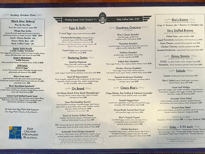 This menu isn't just a list—it's a roadmap to breakfast nirvana. Each description promises a journey worth taking.