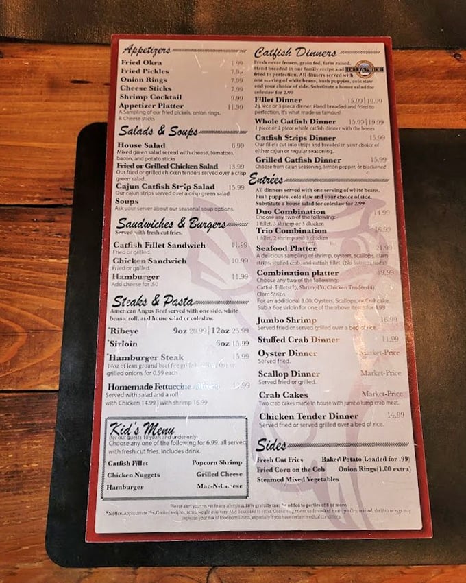 This menu reads like a love letter to Southern seafood traditions, with catfish taking the starring role in multiple delicious incarnations.