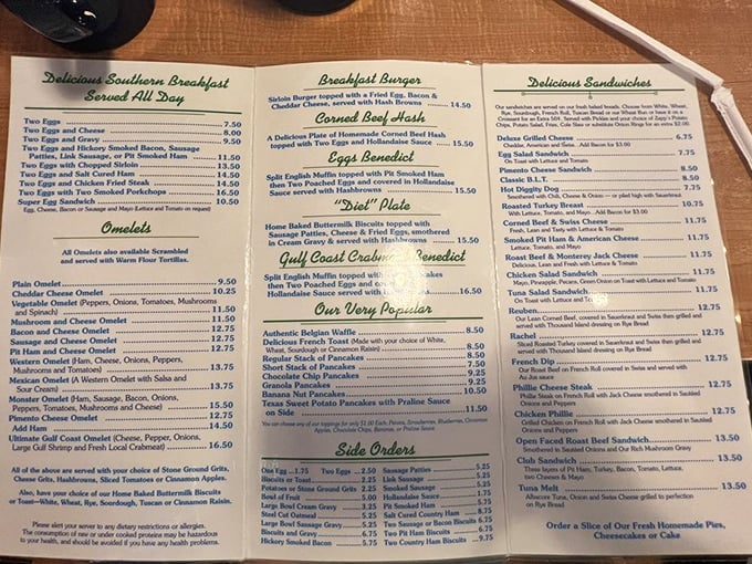 The menu reads like a love letter to comfort food – breakfast all day is God's way of saying "it's okay to have pancakes for dinner."