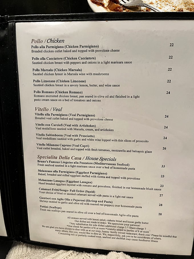 A menu that reads like Italian poetry. Each description promises a journey to flavor town without a passport or the hassle of TSA.