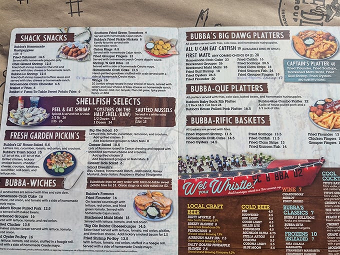 A menu that doesn't need fancy fonts or pretentious descriptions – just straightforward promises of seafood glory that'll make decision-making deliciously difficult.