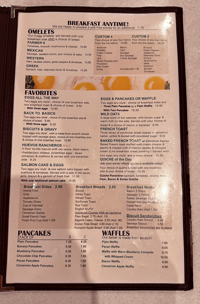 The breakfast menu at Elmo's doesn't just list food—it's a roadmap to happiness with "BREAKFAST ANYTIME!" being the three most beautiful words in the English language.