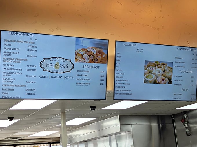 The digital menu board tells the tale – "klobasnikys" and kolaches reign supreme here, with options that'll make your taste buds do the polka.
