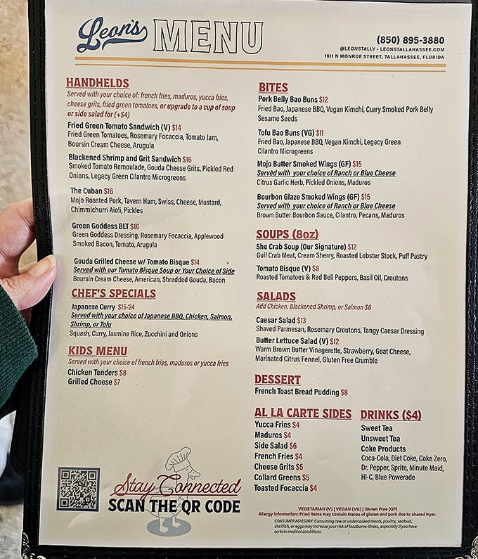 A menu that reads like a love letter to both Southern classics and global influences. Decision paralysis has never been so delicious.