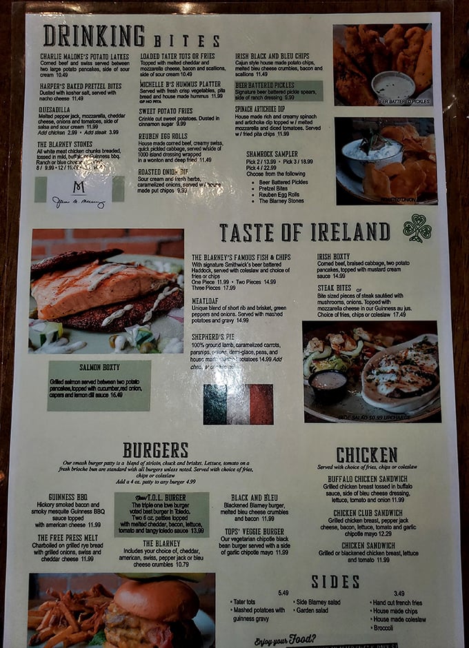 The menu reads like a love letter to Ireland. Each dish promises comfort and satisfaction—no passport required, just an appetite for the authentic.