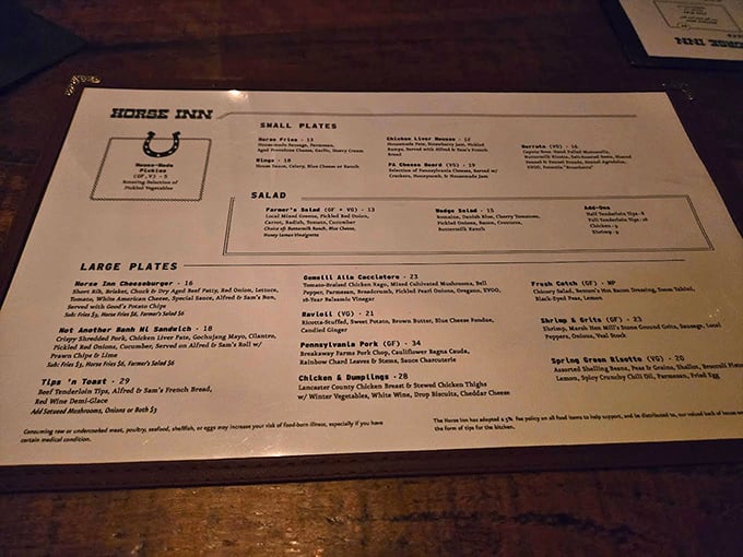 A menu that speaks plainly – no decoder ring required to figure out what you're ordering here.