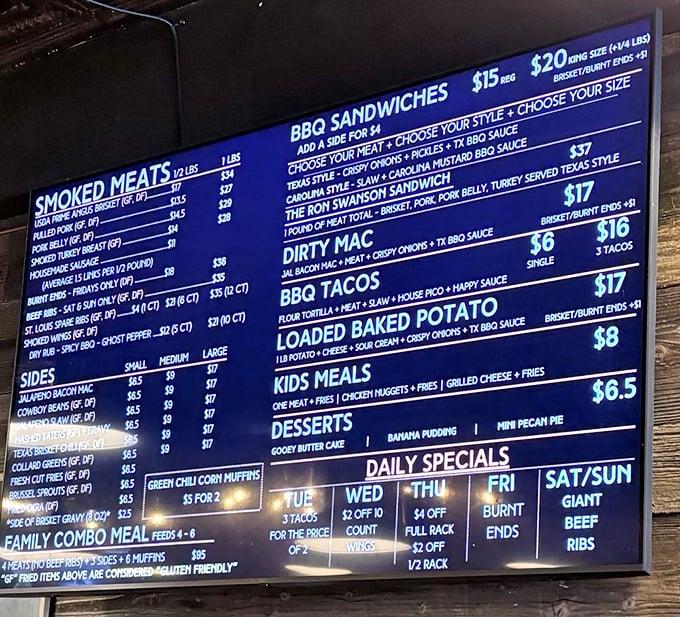 The menu board—a roadmap to happiness where every direction leads to something delicious.