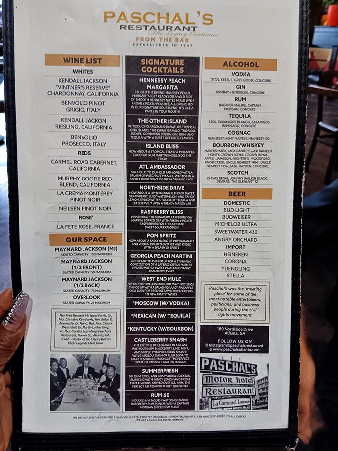 This cocktail menu reads like a Southern symphony – each drink a verse in Atlanta's ongoing love song.