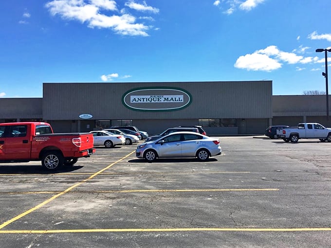 On sunny days, the building transforms from bland to grand. Your car is about to become a time machine's parking spot.