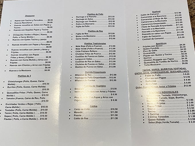 The menu at Rosita's reads like a love letter to Mexican cuisine – from breakfast classics to seafood specialties, each dish promising its own flavor adventure.