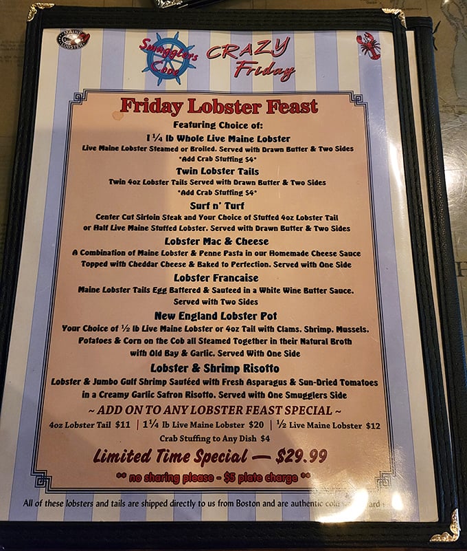 "Crazy Friday" isn't just a state of mind—it's a lobster lover's paradise featuring Maine's finest crustaceans prepared six delectable ways.