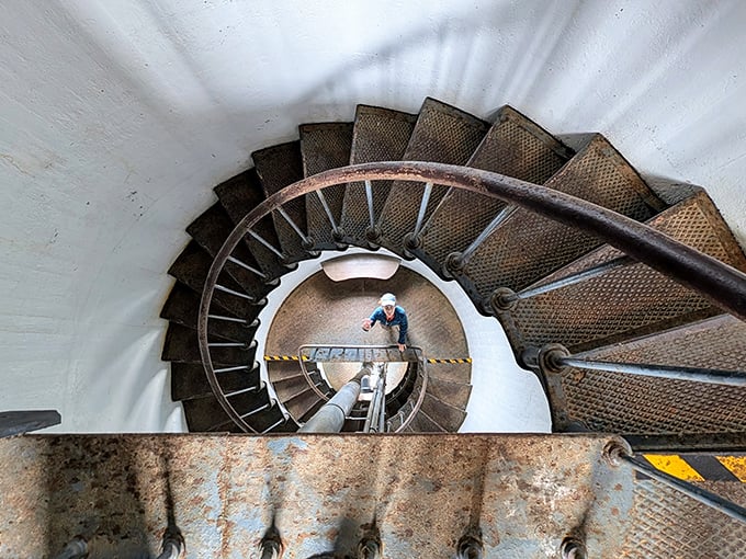 These spiral stairs have carried lighthouse keepers for generations—a dizzying climb that rewards with one of California's most spectacular views.