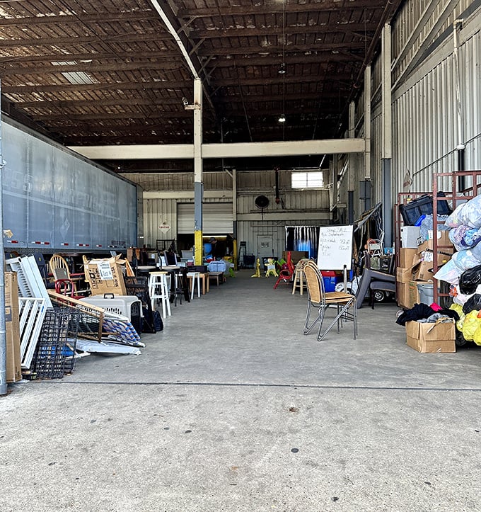 The warehouse section houses furniture finds that range from "grandma's attic" to "mid-century masterpiece" – all waiting for their second act.