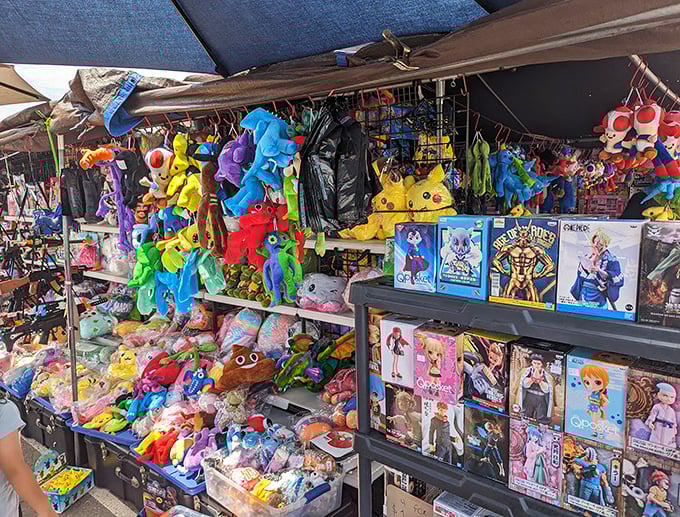 Character plushies and action figures create a nostalgia-packed wonderland that speaks directly to your inner child's wallet.