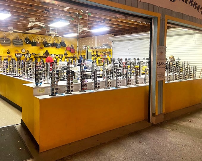 Sunglasses as far as the eye can see—which is pretty far when you're wearing a good pair! A rainbow of frames awaits new faces.