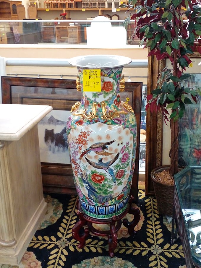 This ornate Chinese vase isn't just decorative—it's a conversation waiting to happen. "Oh this? Just a little something I discovered while thrifting."