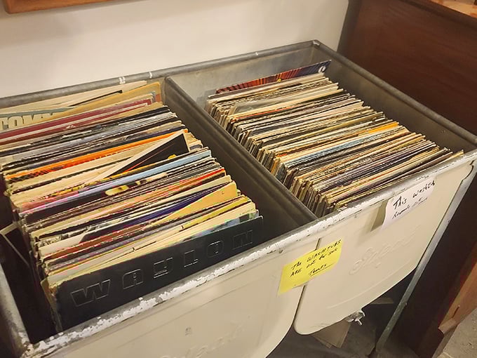 Vinyl enthusiasts, prepare to lose track of time! These crates hold musical histories spanning generations—each album cover a portal to another era.