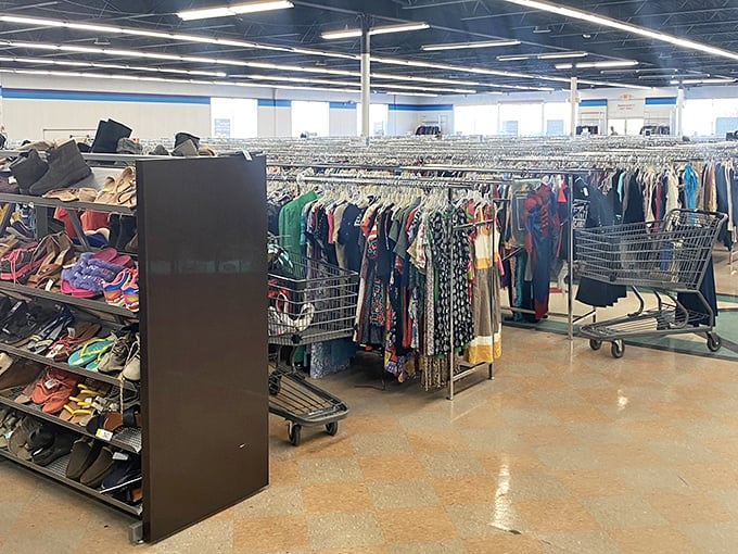 Rack after glorious rack of possibilities – where your next favorite outfit is hiding between someone else's fashion regrets.