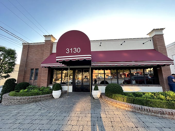 Bones Restaurant: "That burgundy awning isn't just decoration—it's a beacon for steak lovers. Like a red carpet leading to beef paradise."