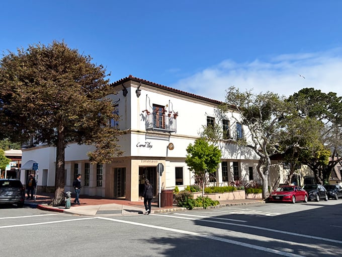 White stucco buildings with red tile roofs give this village a European charm that feels wonderfully unexpected.