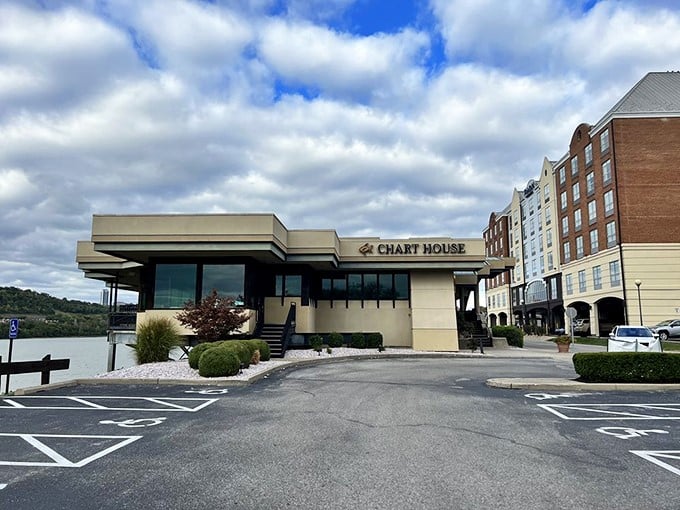 Chart House commands the riverfront like a culinary lighthouse, offering upscale seafood with a side of spectacular skyline views.