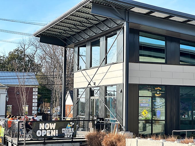 Cheba Hut's modern design stands out in Nashville, promising a sandwich experience as bold as its architecture.