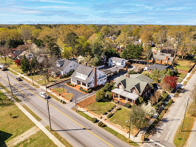Tree-lined neighborhoods stretch out like a Norman Rockwell painting, minus the museum admission fee.