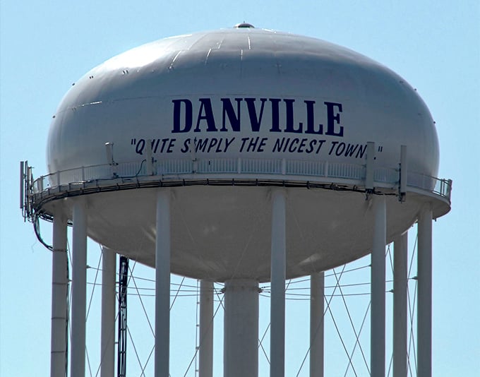 Danville's water tower doesn't mince words - it's simply the nicest town, and after one visit, you might just agree.