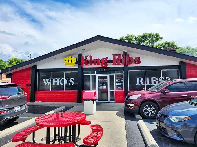 King Ribs' bold red building asks "WHO'S RIBS?" – a question your taste buds will happily answer after one bite.