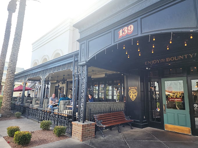 King's Fish House's elegant patio invites you to "Enjoy the Bounty" – and they're not talking about paper towels!