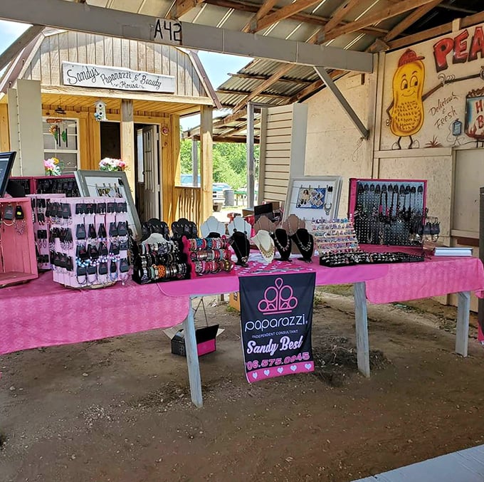 Bright pink displays catch your eye faster than a neon sign in Vegas at this vibrant market.