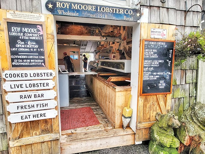 Roy Moore's weathered wooden shack looks like it was plucked straight from a New England postcard. The kind of place fishermen would approve of.