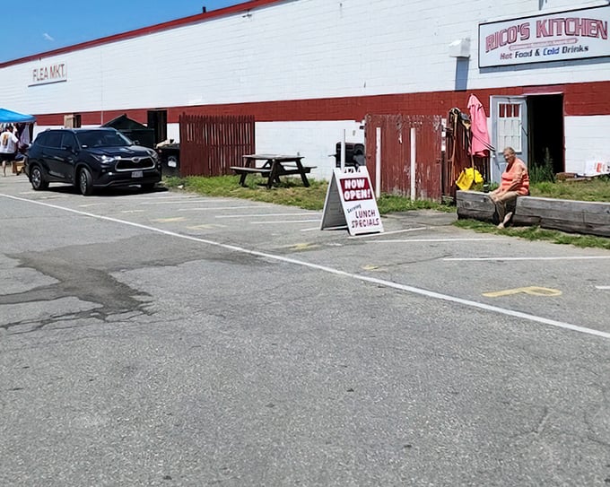 Salem's flea market fortress! This unassuming white building holds more stories than your favorite mystery novel—and better prices too.