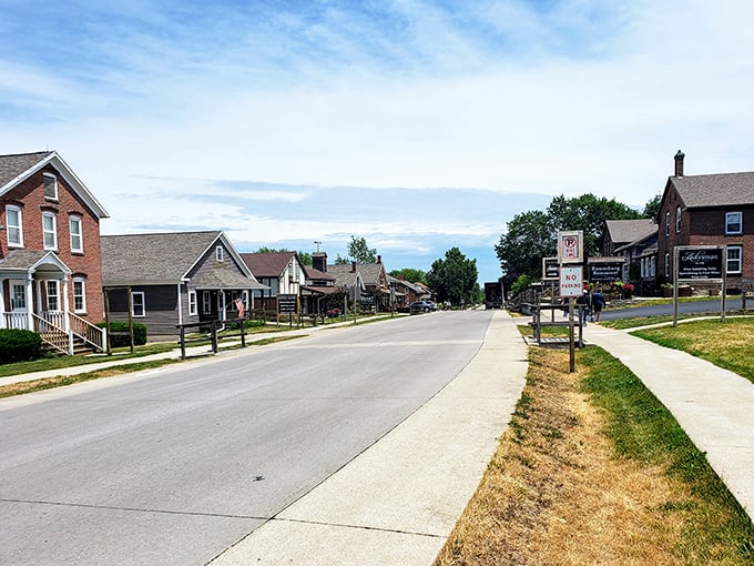 These historic communal buildings stand as monuments to cooperation, where seven villages became one remarkable American experiment in shared living.