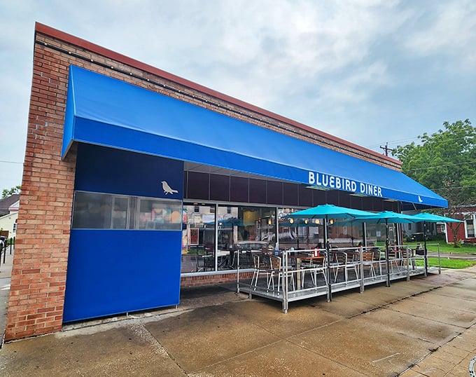 The outdoor seating says "stay awhile" - because good diner food deserves to be savored, not rushed. 