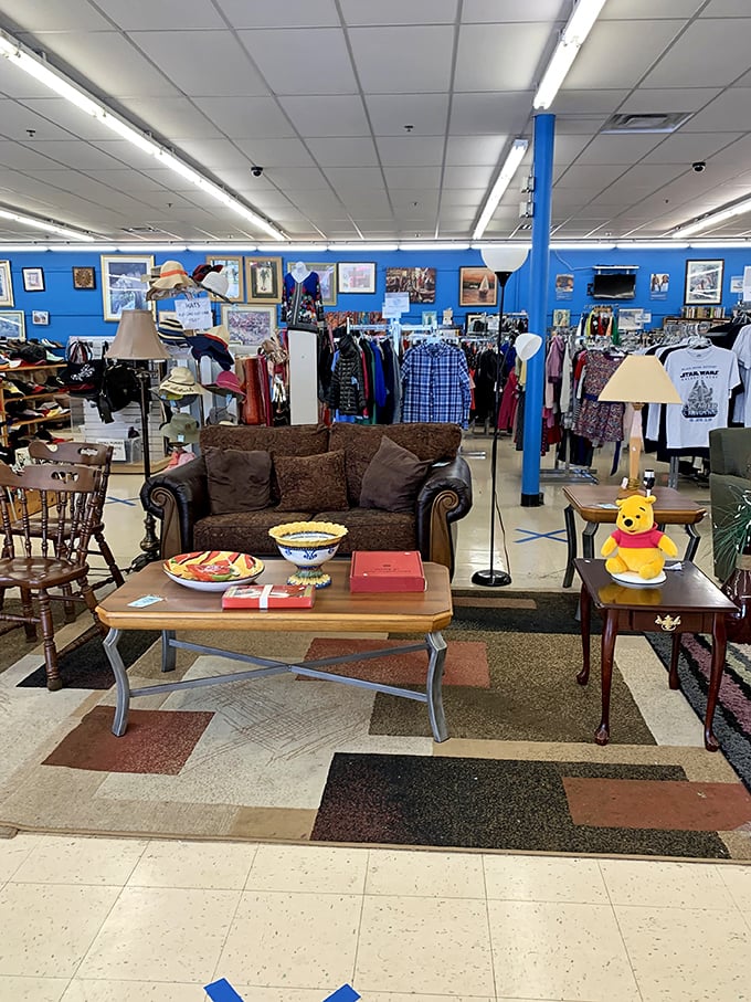 That Winnie the Pooh isn't just waiting for a home—he's guarding a living room set that costs less than dinner for two!