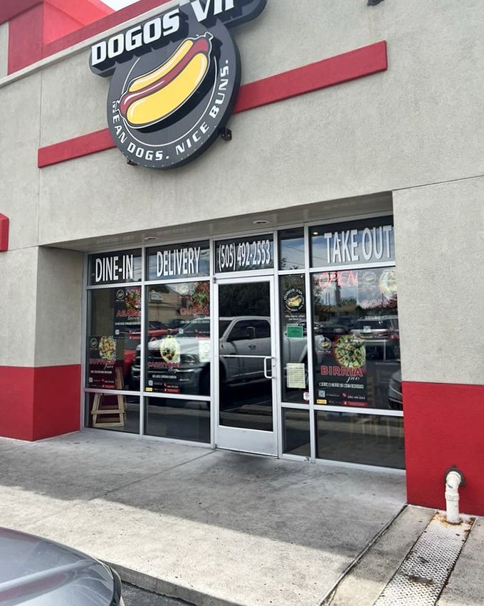 The clean storefront and bright signage promise what's inside: bacon-wrapped Sonoran dogs that'll make you forget boring ballpark franks.