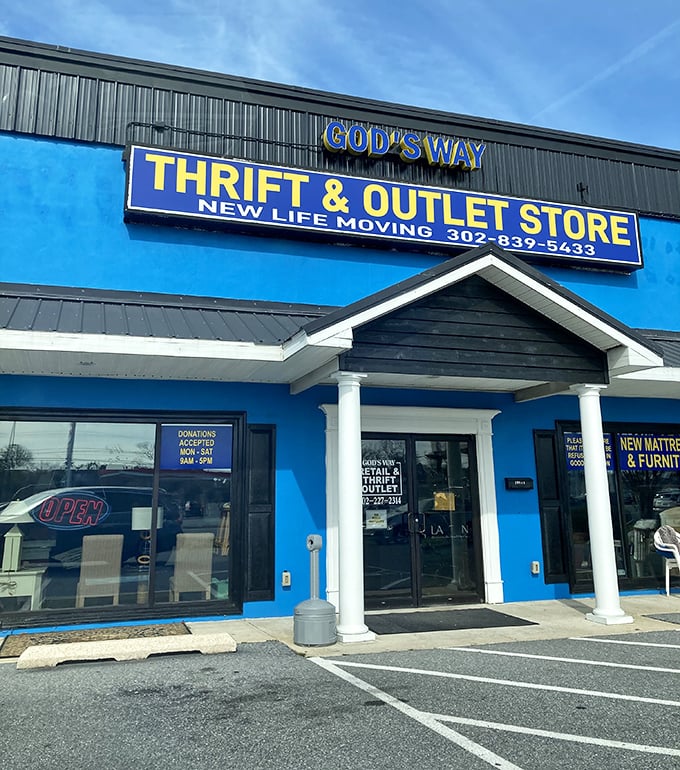 When your thrift store needs this much signage, you know the deals inside must be absolutely spectacular.